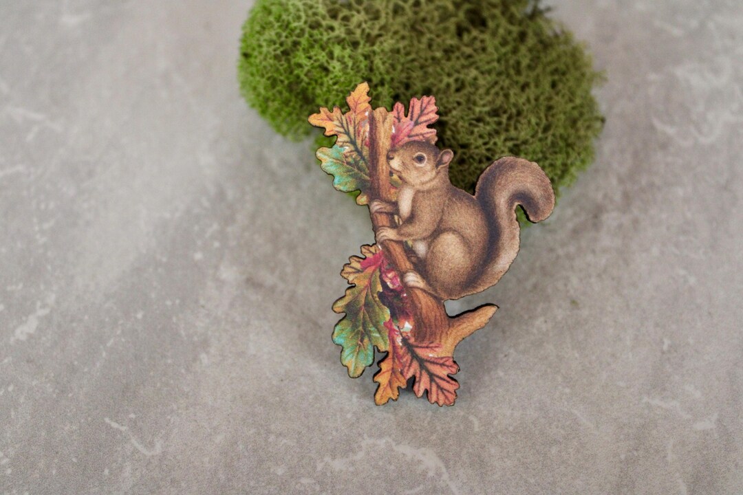 Squirrel Pin, Squirrel Jewelry, Squirrel, Woodland Animal, Autumn ...
