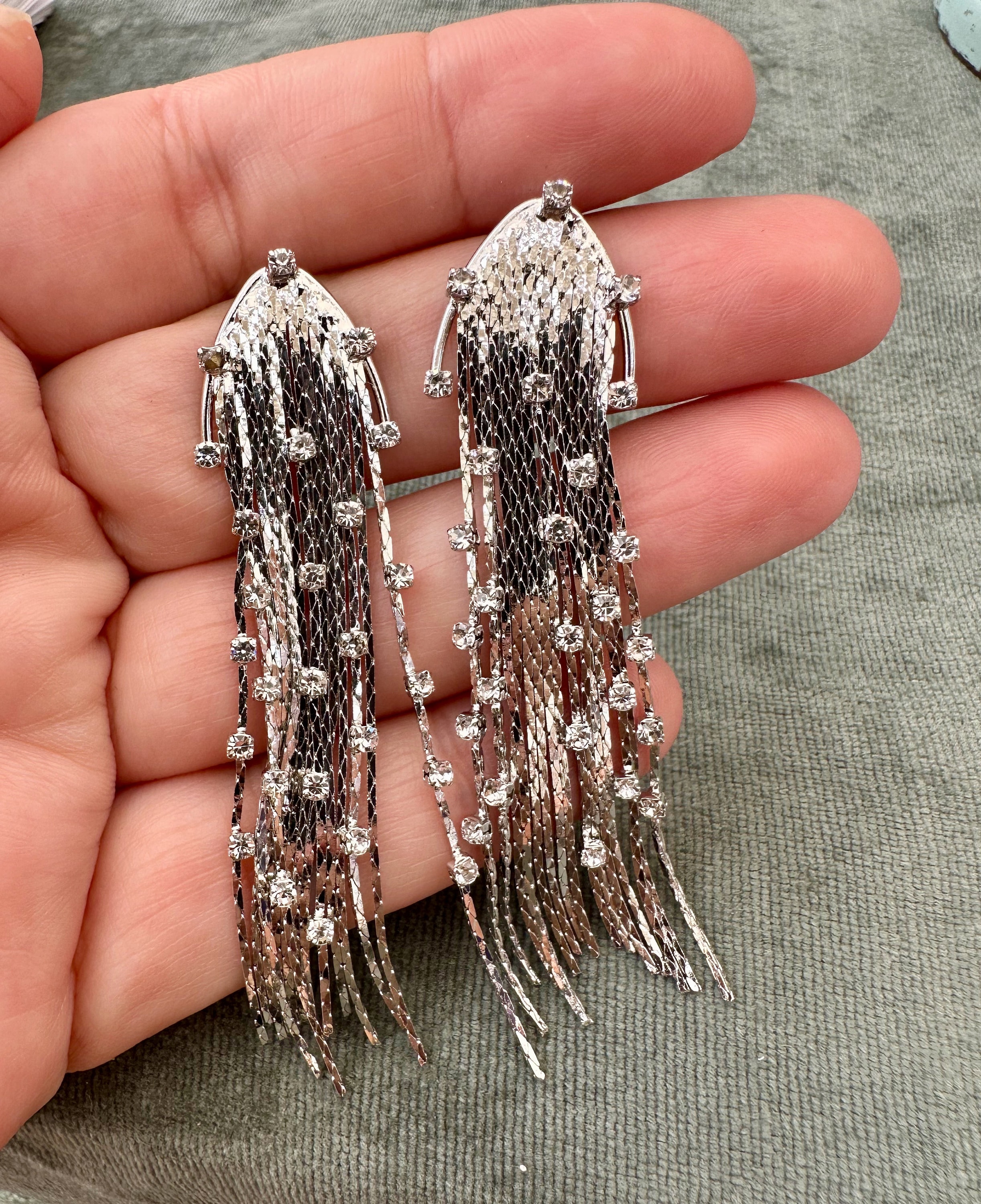 Delicate Silver Chain Earring, Waterfall Earring, Silver Earring ...