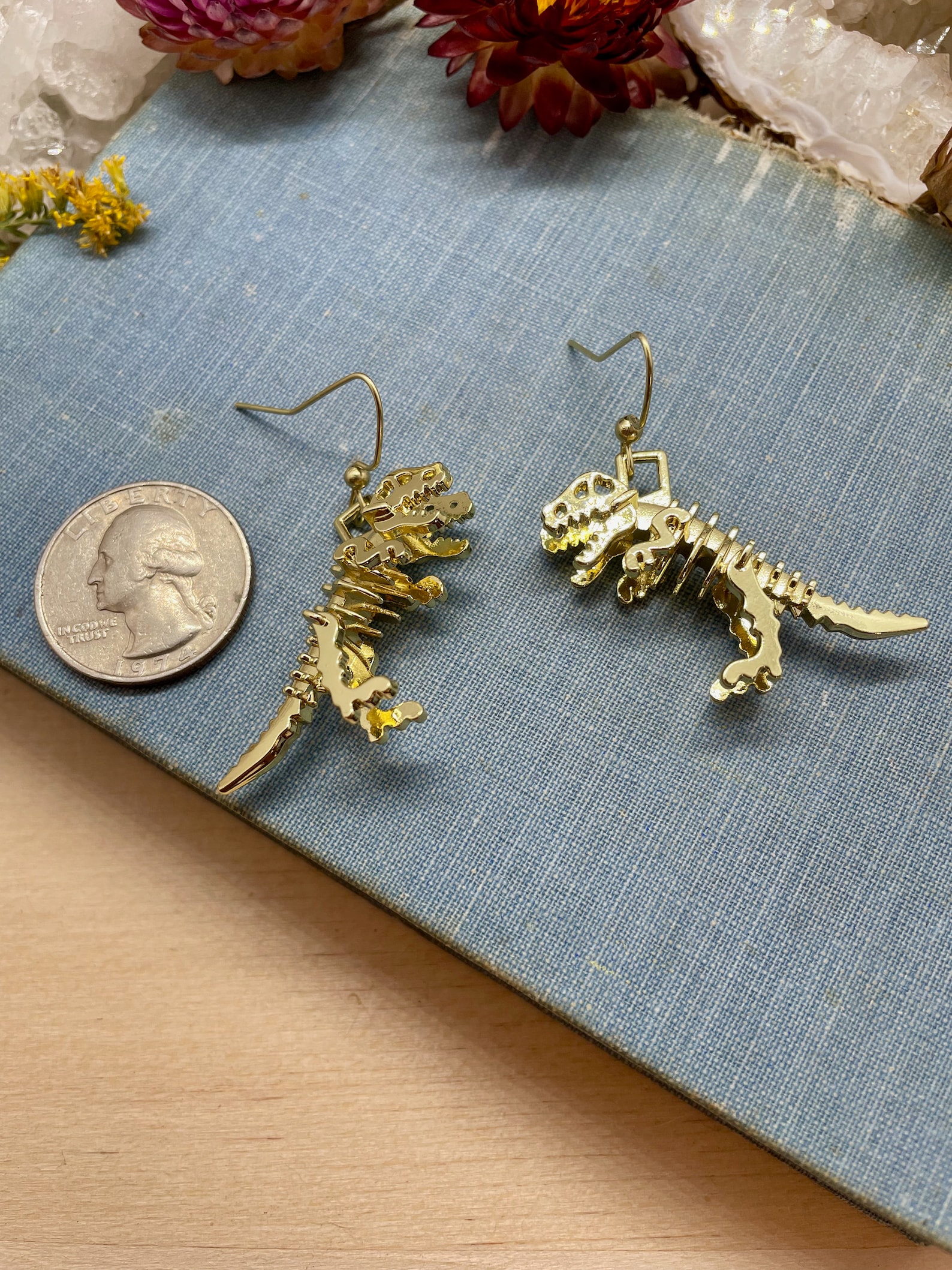 Dinosaur Earring Trex Earrings Gold Dino Earrings Dino - Etsy