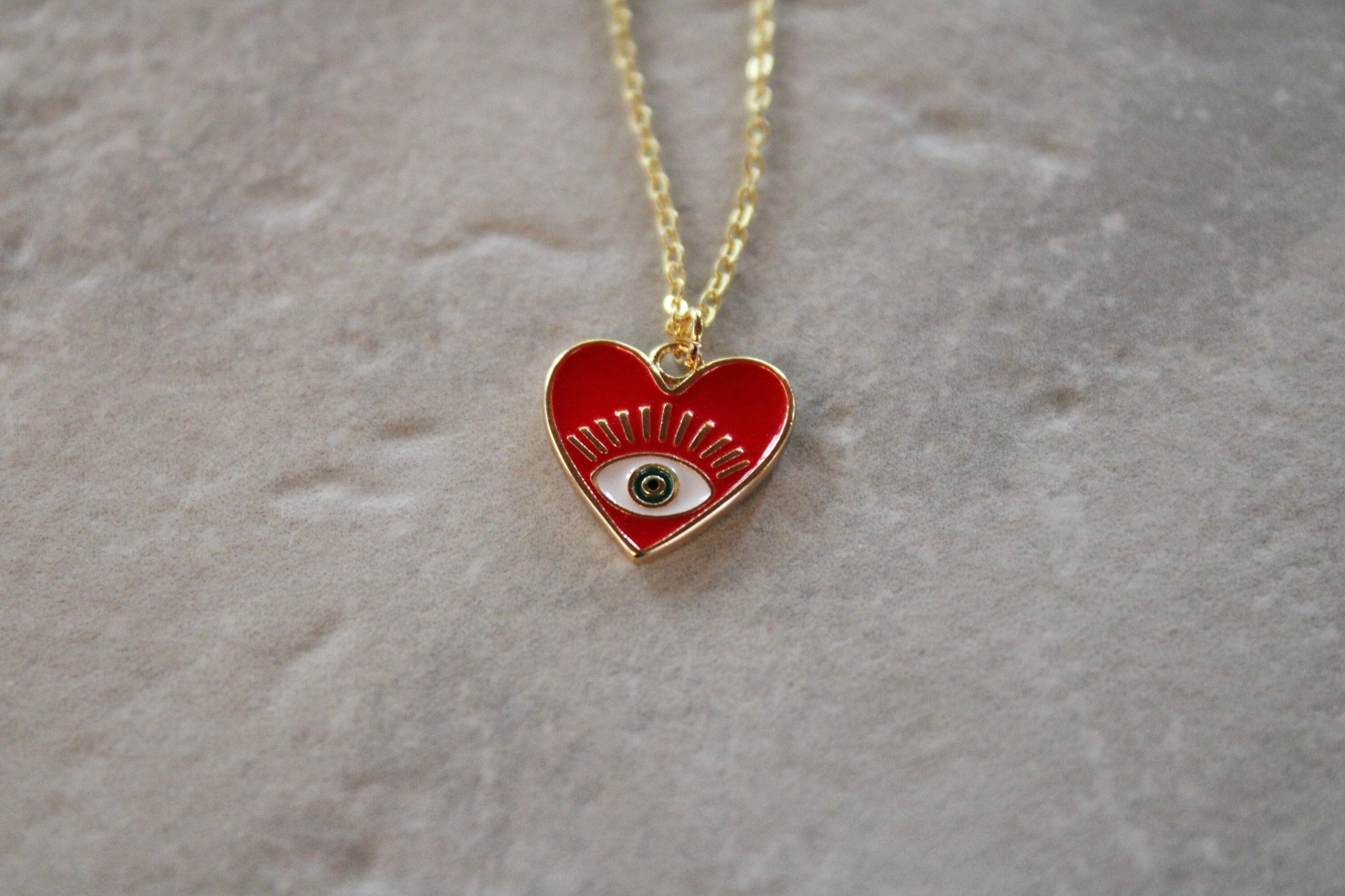 Heart evil eye necklace store