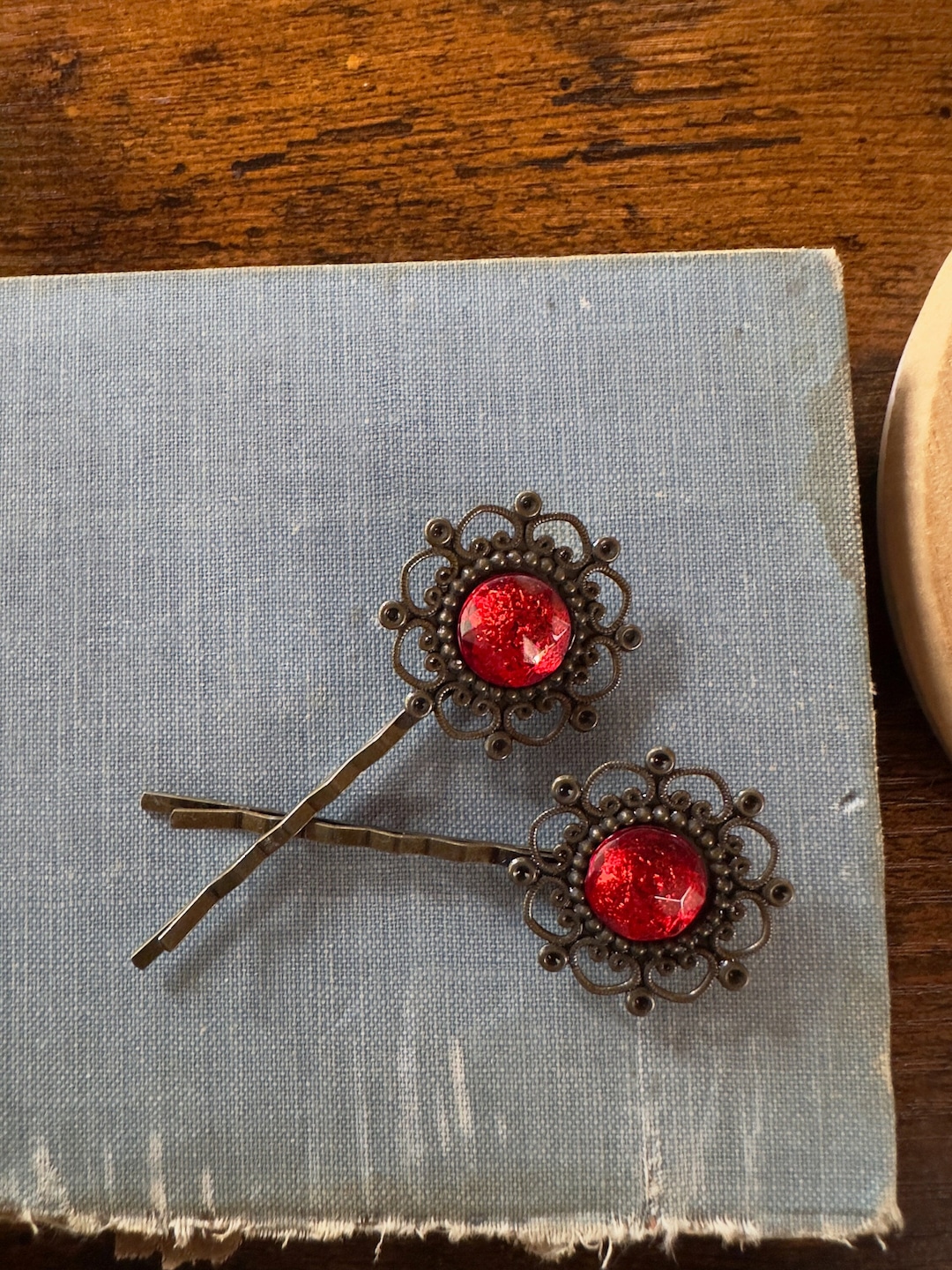 Ruby Red Hair Pins Bronze Hair Pins Hair Accessory Stocking - Etsy
