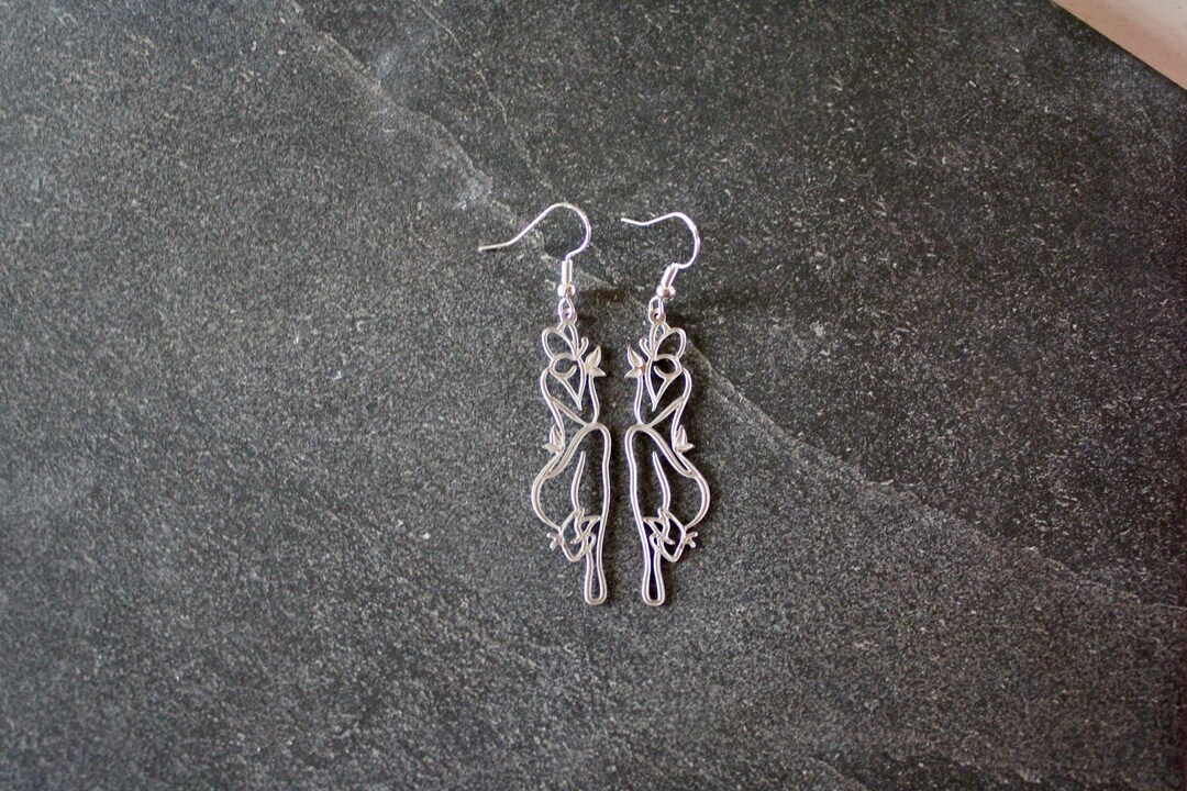 Silver Figurine Earrings, Female Body Earrings, Floral Earrings, Gift ...