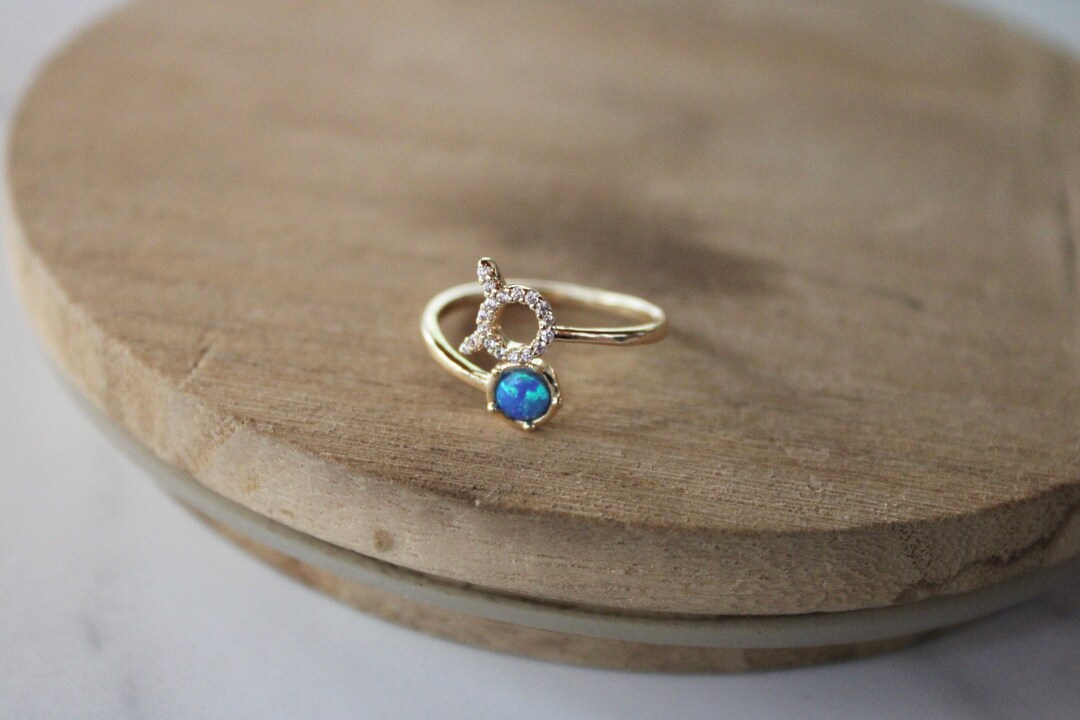 Gold Taurus Ring, Blue Opal Ring, Taurus Horoscope, Zodiac, Gold Ring ...