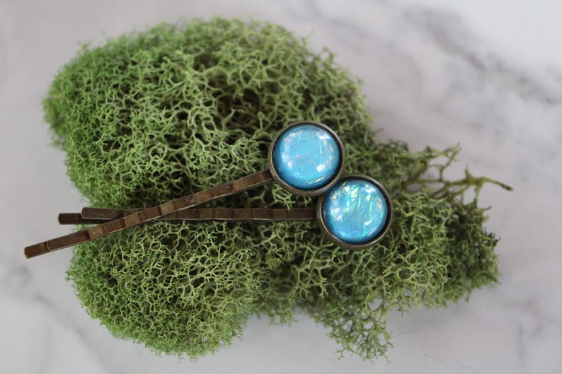 Baby Blue Hair Pins, Bronze Hair Pins, Hair Accessory, Blue Clips, Gift ...