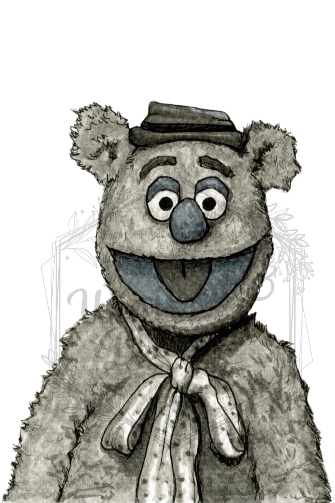 Digital Download Fuzzy Bear Art, Muppet Inspired Art, Fozzy, Bear, Ink ...