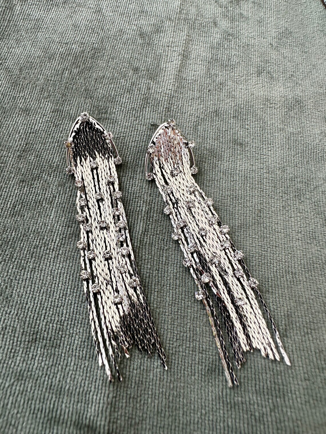 Delicate Silver Chain Earring, Waterfall Earring, Silver Earring ...
