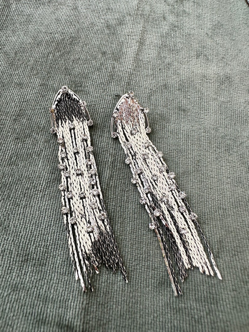Delicate Silver Chain Earring, Waterfall Earring, Silver Earring ...