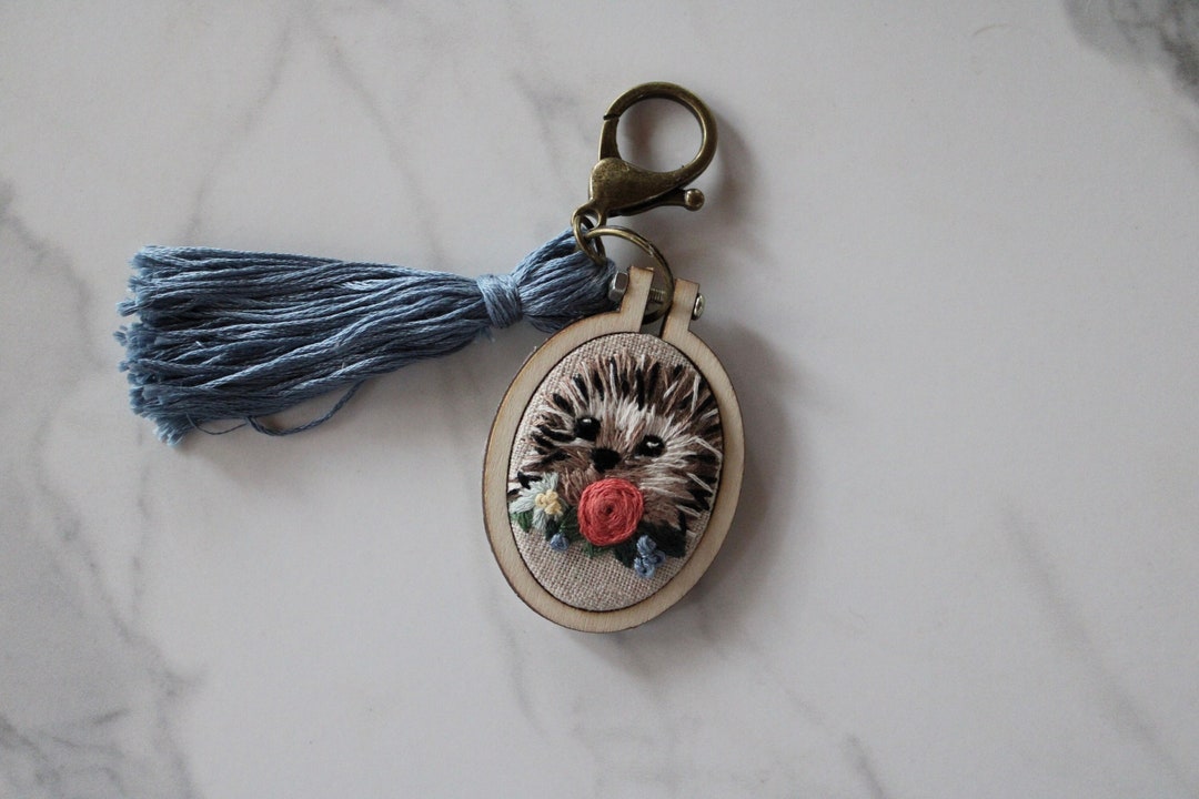 Hedgehog Keychain, Hedgehog, Hedgehog Embroidery, Embroidered Keychain ...