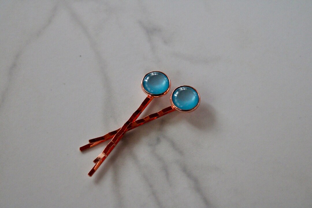 Soft Blue Hair Pins, Rose Gold Hair Pins, Hair Accessory, Stocking ...