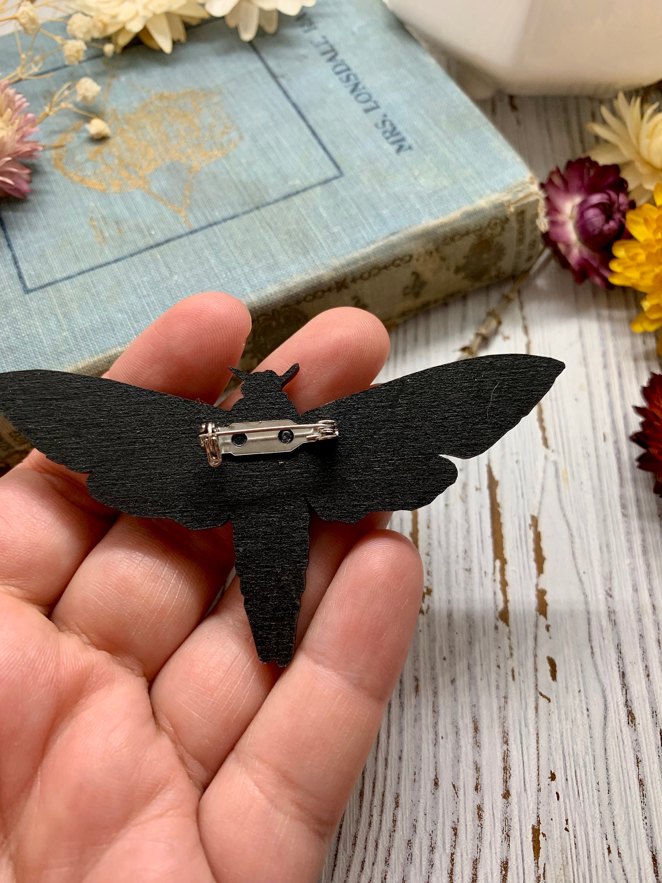 Death Head Moth Pin, Moth Pin, Jewelry, Gift for Her, Holiday, Summer ...