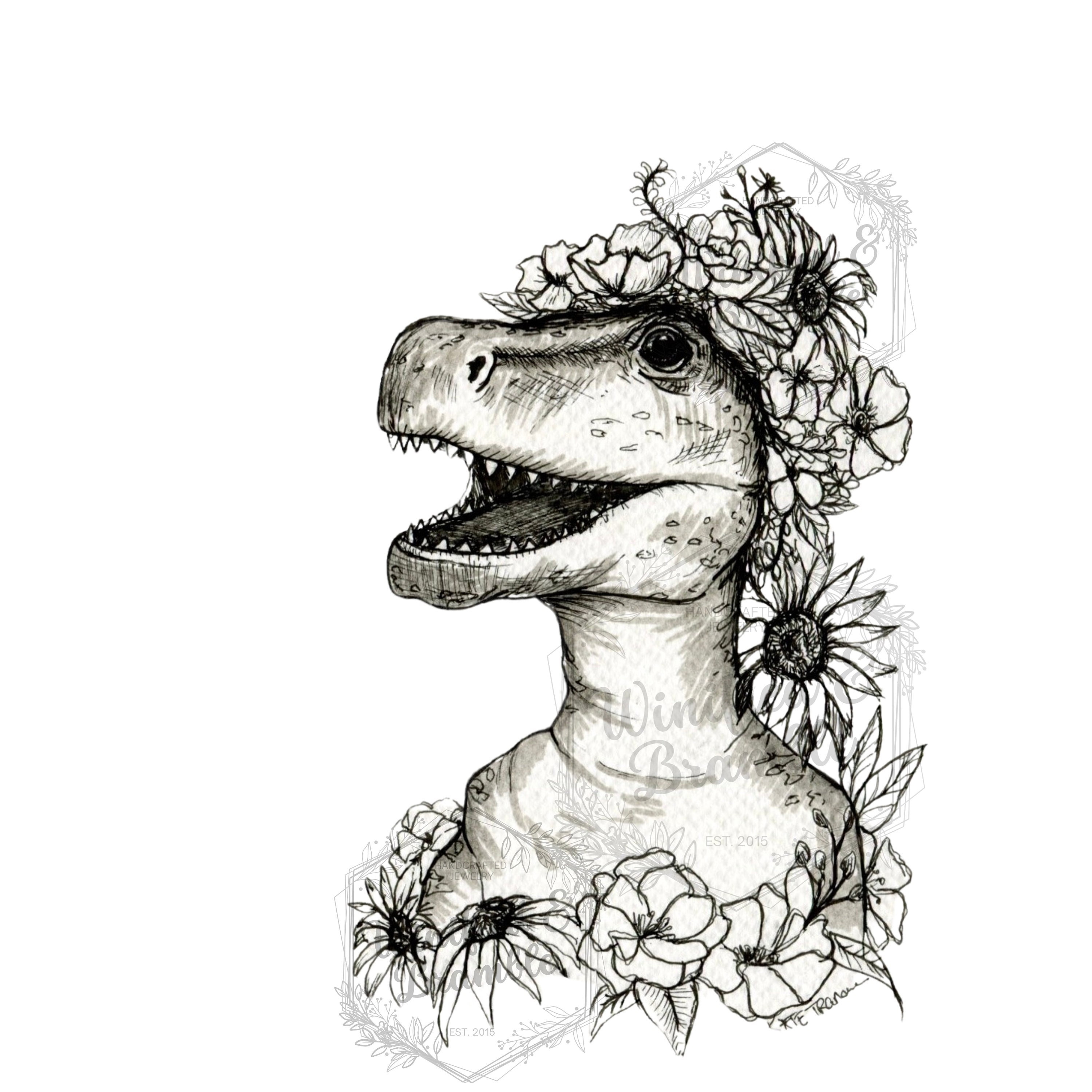 Velociraptor Drawing, Line Drawing, Digital Download, Dinosaur Drawing ...