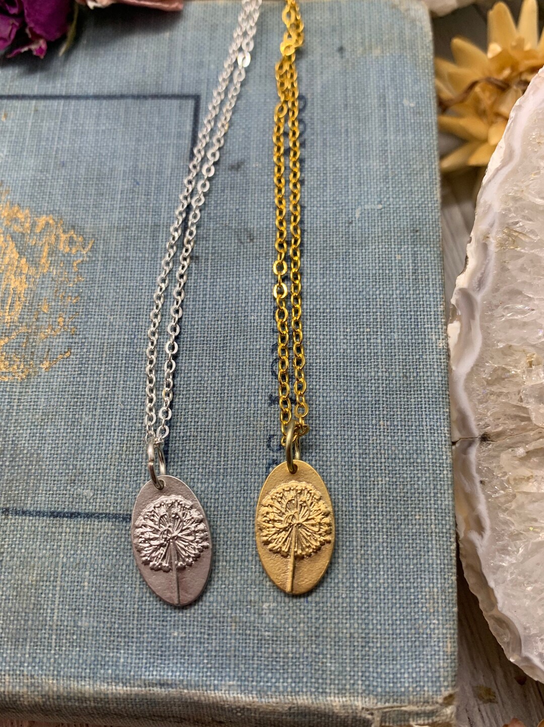 Dandelion Wish Necklace // Wishes // Silver Necklace // Gold Necklace ...