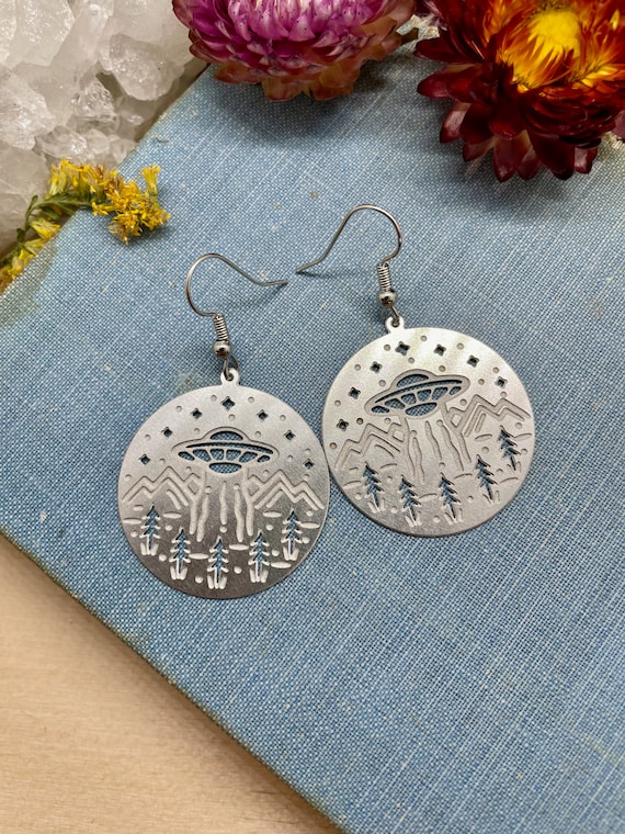 Ufo Earrings Silver Earrings Alien Earrings Alien Jewelry | Etsy