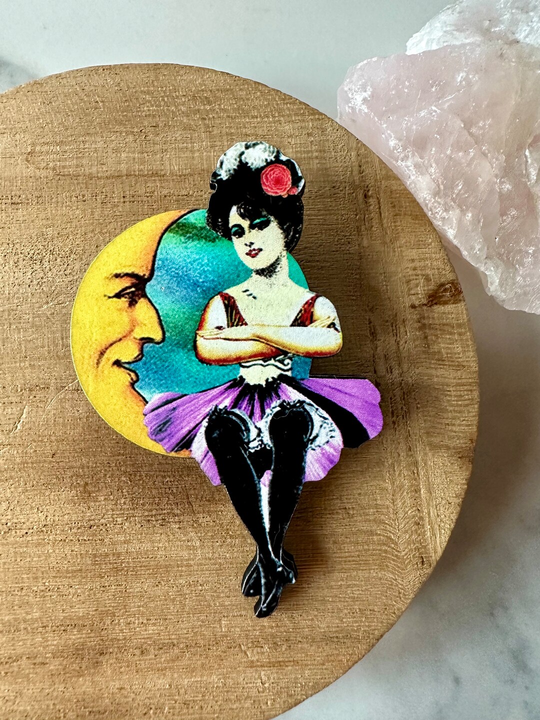 Moon Pin, Dancer, Pin, Brooch, Holiday, Gift, Gift for Her, Quirky Pin ...