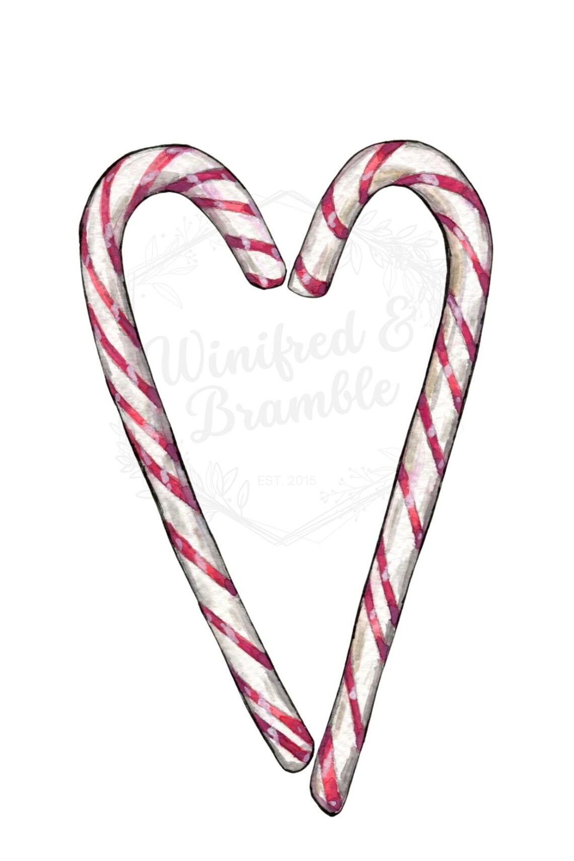 Candy Cane Drawing, Watercolor Art, Downloadable Art, Candycane ...