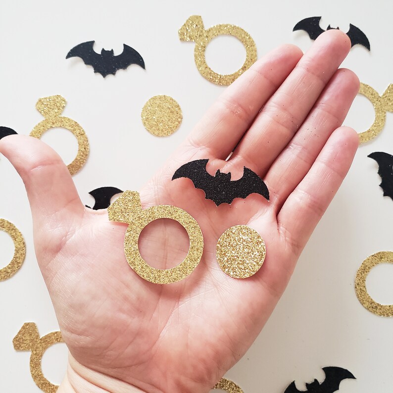 Halloween Bachelorette Party Confetti: Glitter Bats & Rings - Bride or ...
