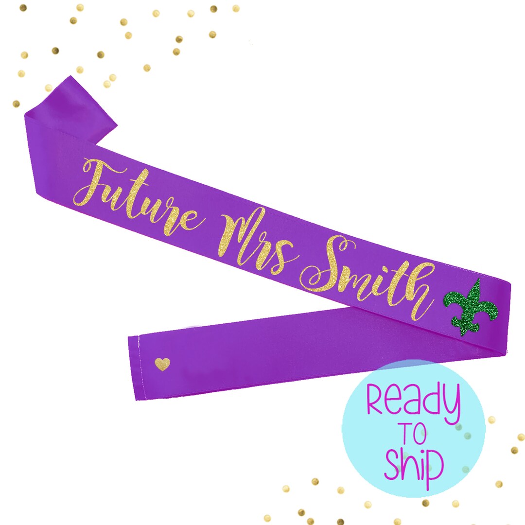 Bead the Bride Sash: New Orleans Bachelorette Party, Glitter Fleur De ...