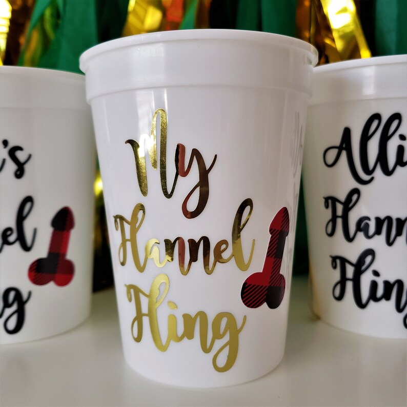 Flannel Fling Bachelorette Party Personalized Penis Cups - Etsy