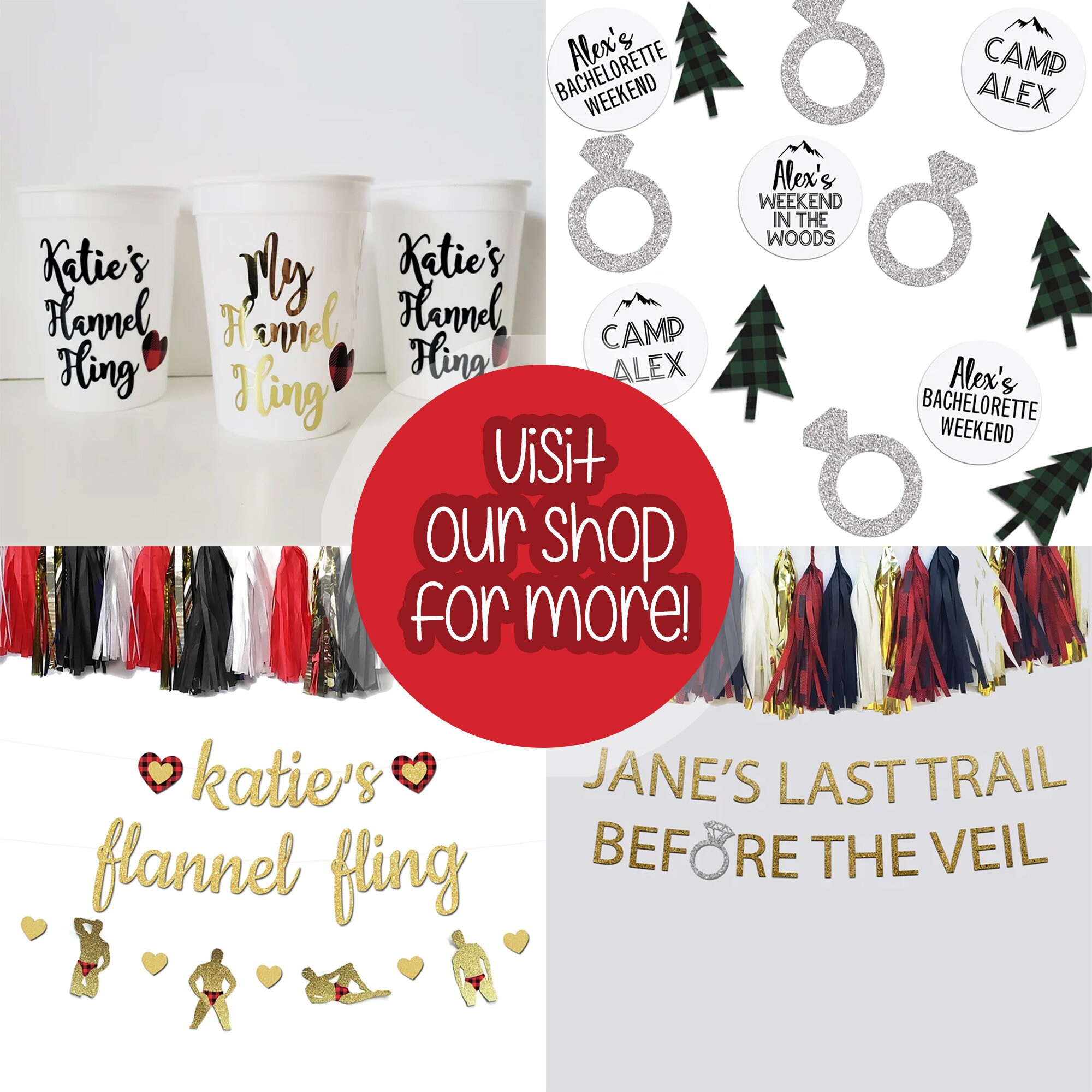 Camp Bachelorette Party Banner Flannel Stripper Banner - Etsy