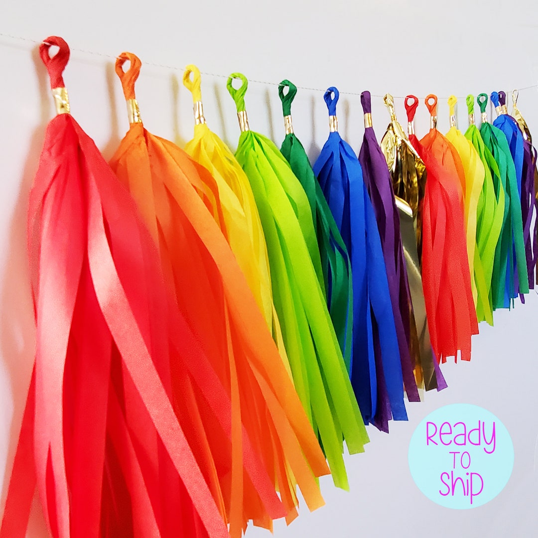 Rainbow Paper Tassel Garland: Handmade Party Decorations - Etsy