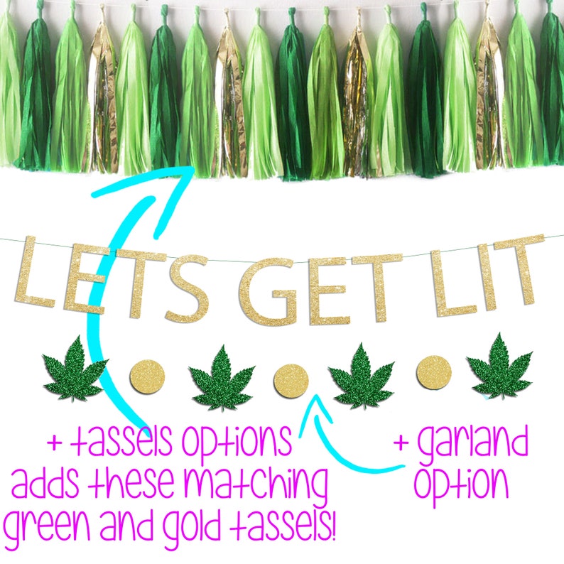 Let's Get Lit Marijuana Leaf Banner Happy 420 Banner 420 | Etsy