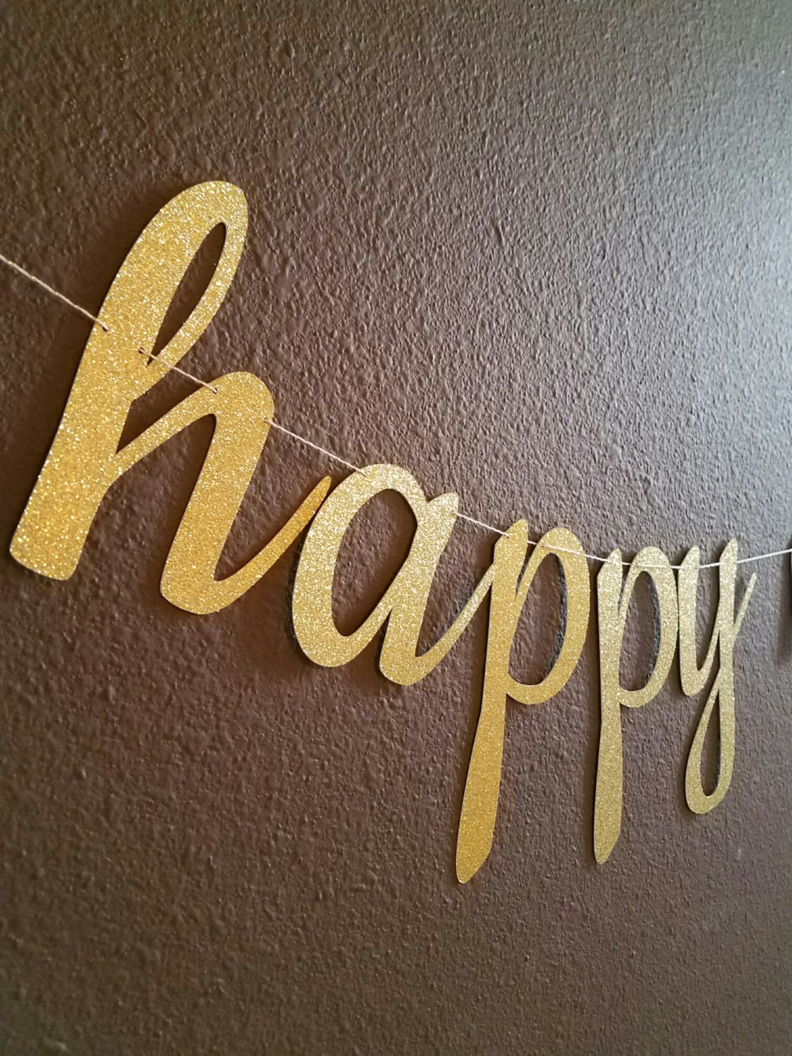Happy New Year Cursive Gold Glitter Banner New Year's Eve | Etsy