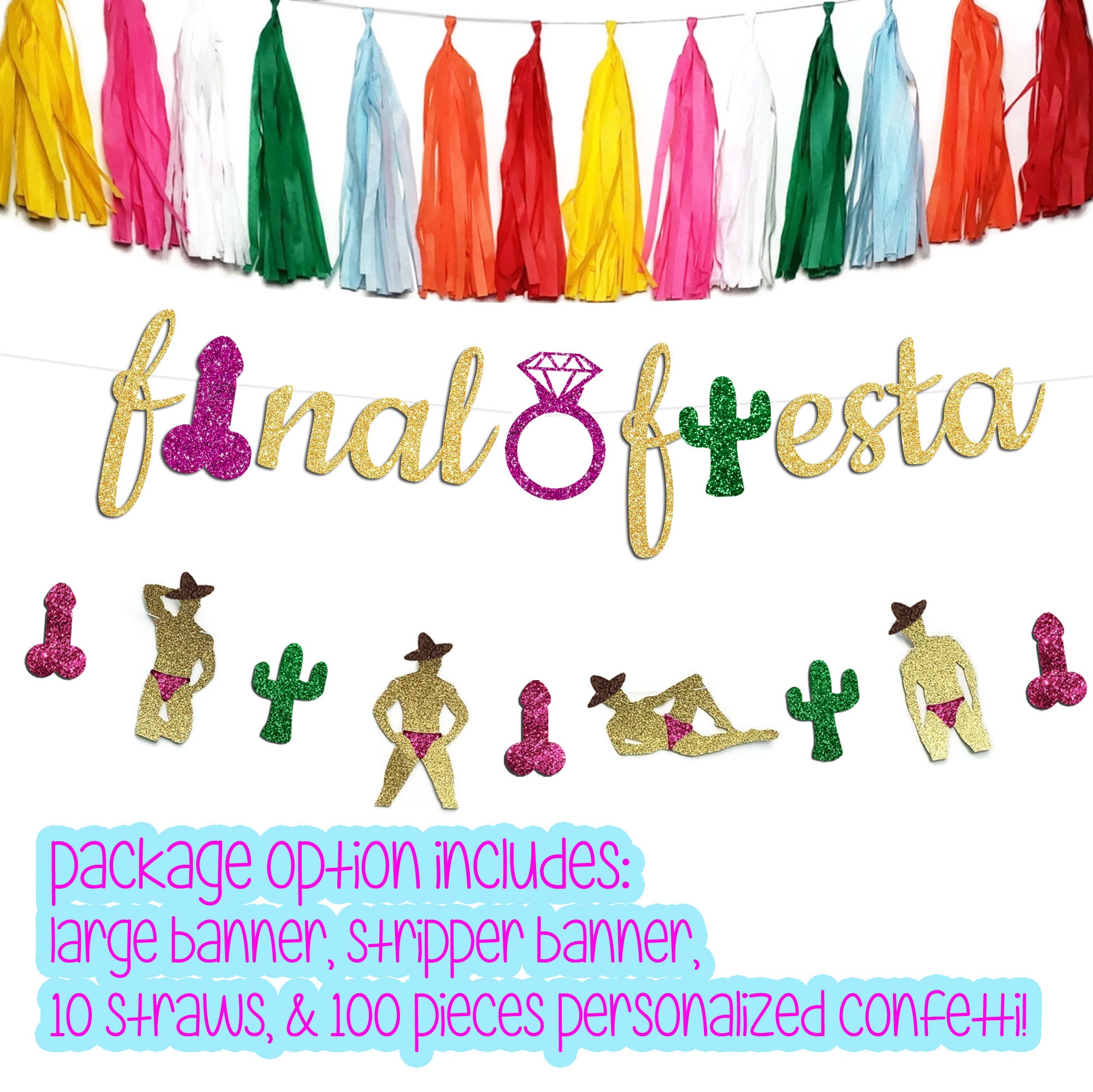 Cursive Final Fiesta Bachelorette Party Penis Banner With - Etsy