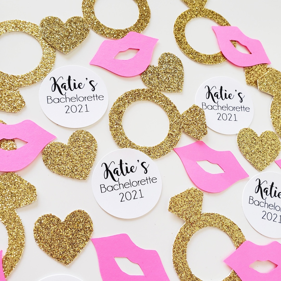 Personalized Bachelorette Party Confetti: Glitter Rings, Hearts, Lips ...