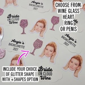 Personalized Bride Face Confetti and Cloud Confetti, Bride on Cloud 9 Theme, Bride on Cloud Wine ...