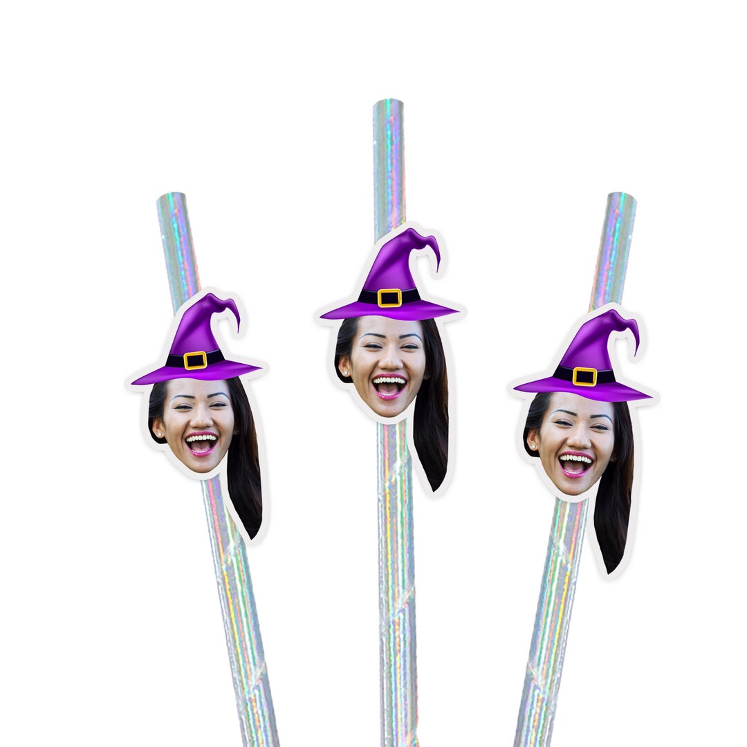 Halloween Bachelorette Party Witch Bride Face Straws With Optional ...