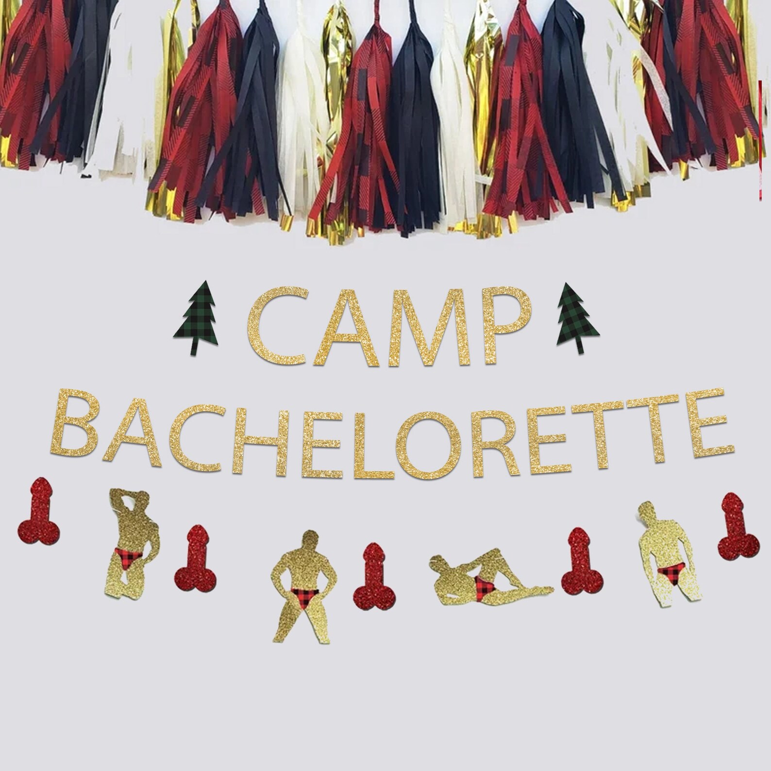 Camp Bachelorette Party Banner Flannel Stripper Banner - Etsy