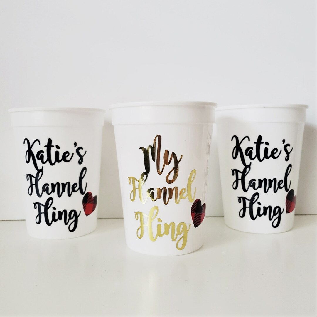 Personalized Flannel Fling Bachelorette Party Cups: Plaid Heart, Custom ...