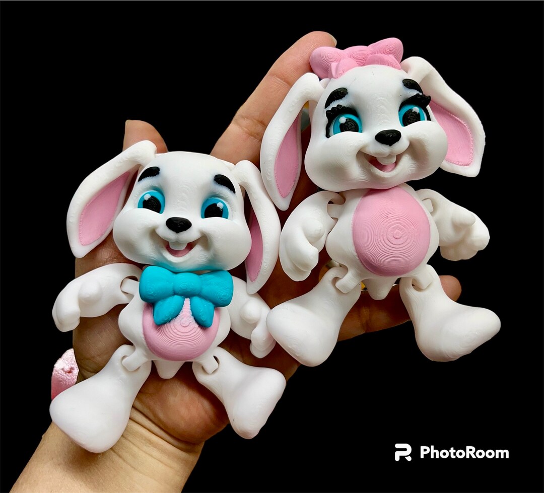 Articulated Bunnies Boy and Girl Multicolor 3D Printed in PLA Filament ...