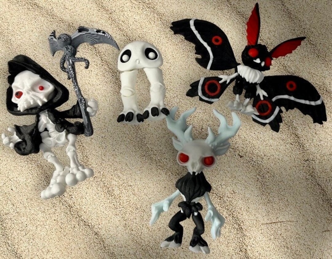 Articulated Multicolored 3D Cryptids Mothman, Wendigo, Nightcrawler ...