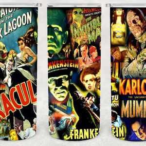Classic Horror Movie Monsters Sublimated 20oz Tumbler With Lid and ...
