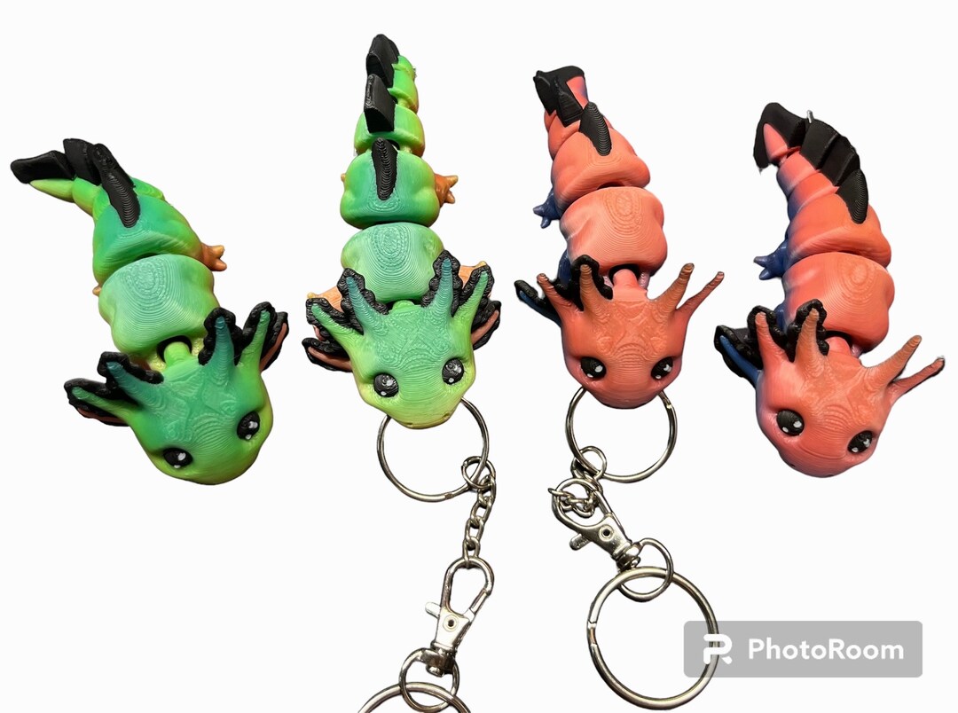 Articulated Multicolored 3dmini Axolotls Figurines or Keychains Printed ...
