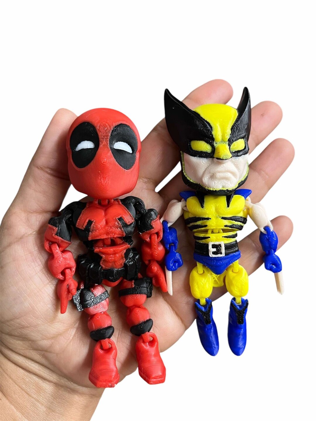 3D Printed Action Figures, Deadpool and Wolverines Made in PLA Plastic ...
