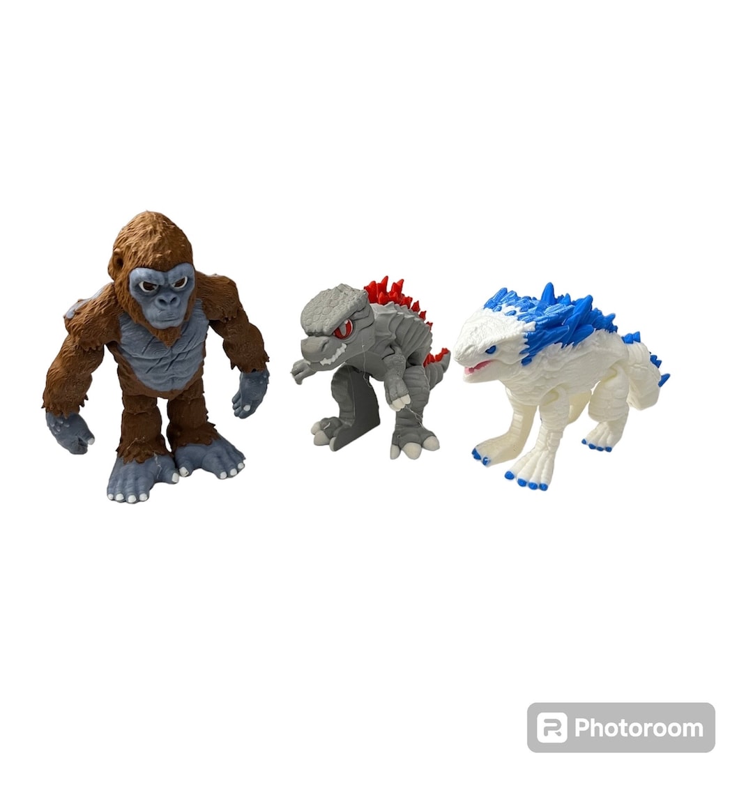 King Kong Godzilla and Shimo Articulated 3D Printed Figurine Multicolor ...