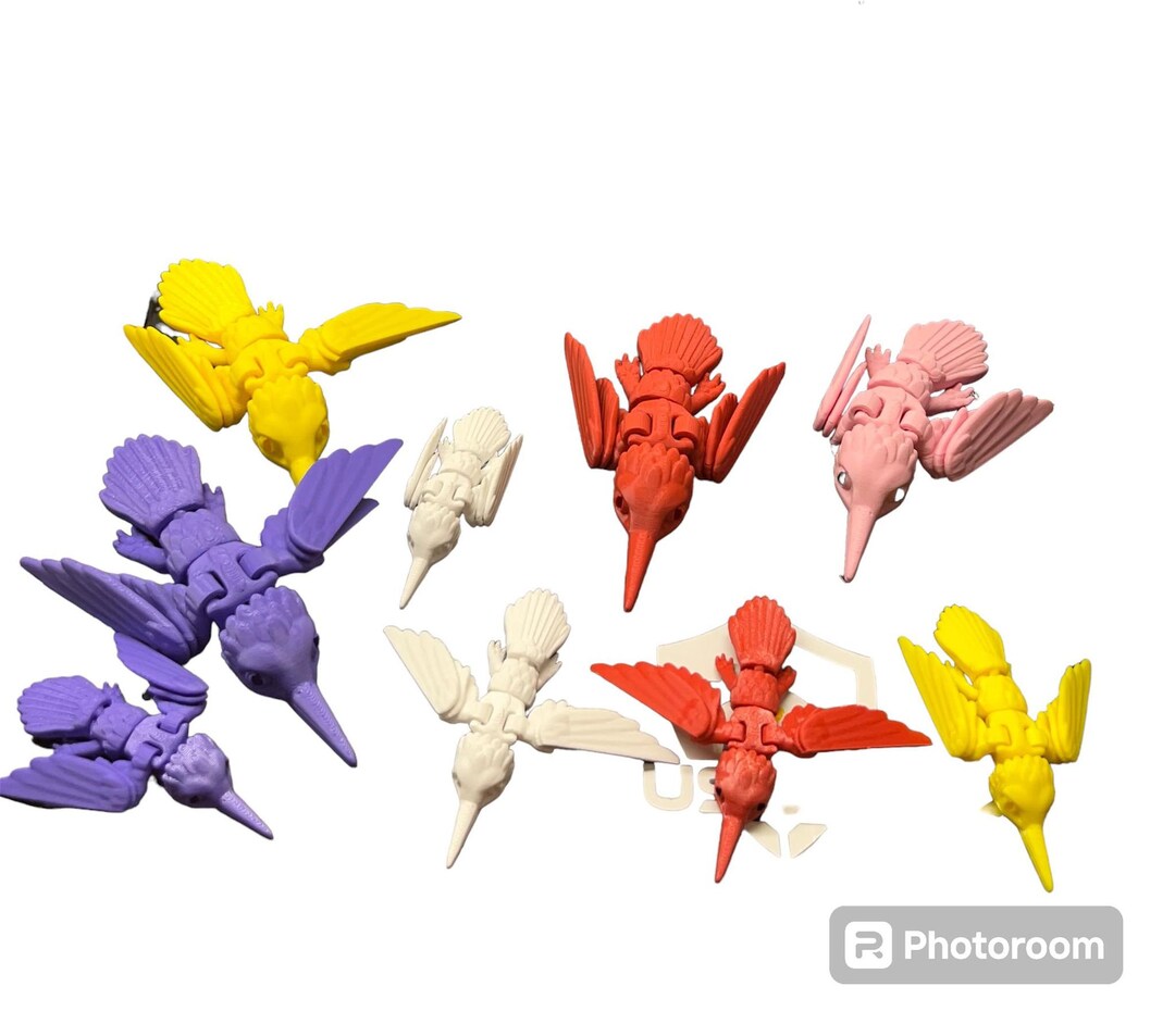 3D Printed Articulated Hummingbird Figurine Made in PLA Plastic Great ...