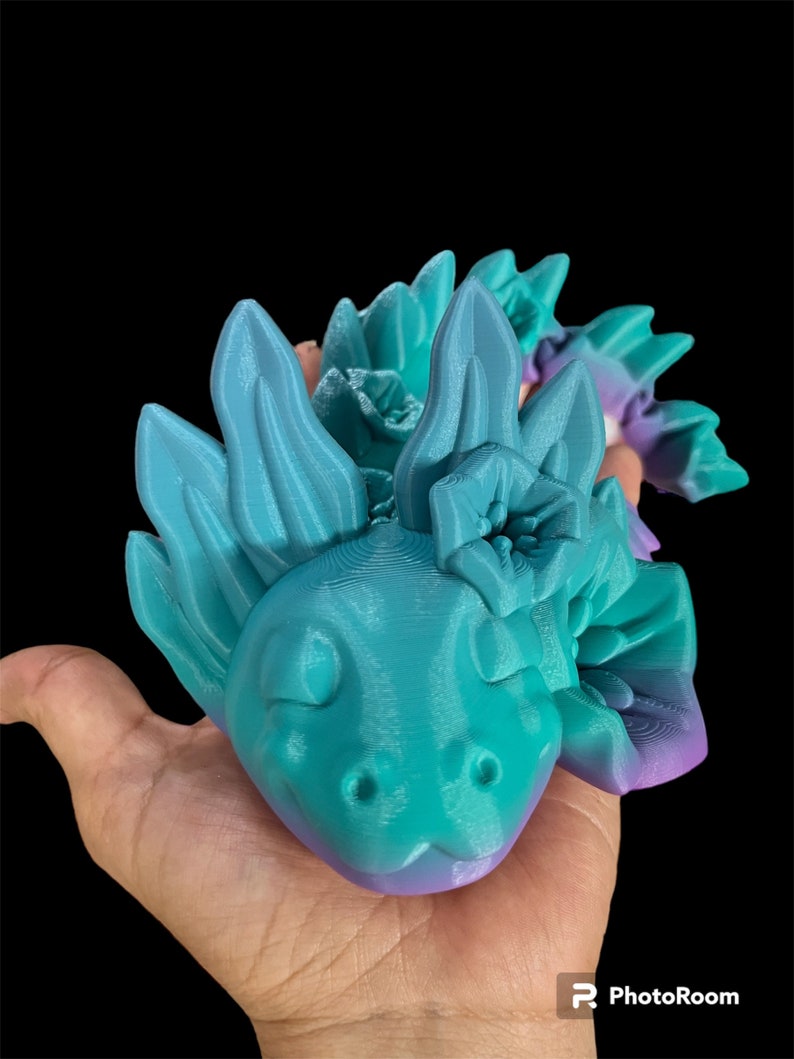 Articulated Rose and Sleepy Axolotl 3D Printed in Rainbow PLA Filament ...
