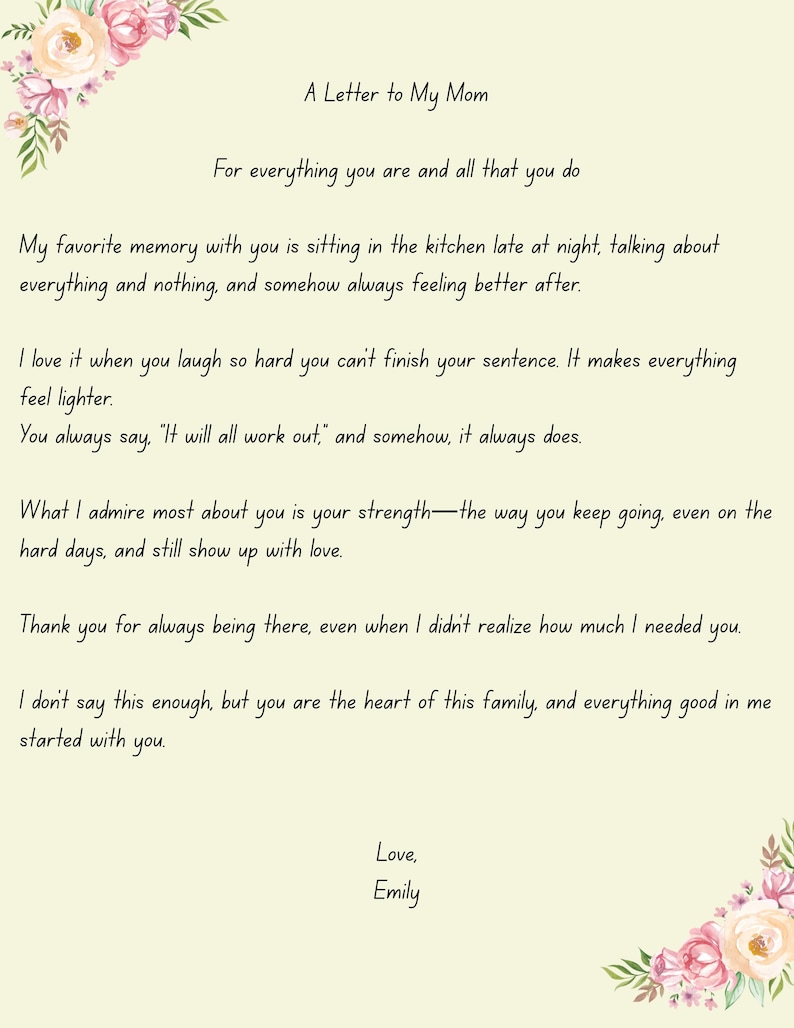 Printable Letter to Mom Template, Guided Sentimental Mother’s Day Gift ...