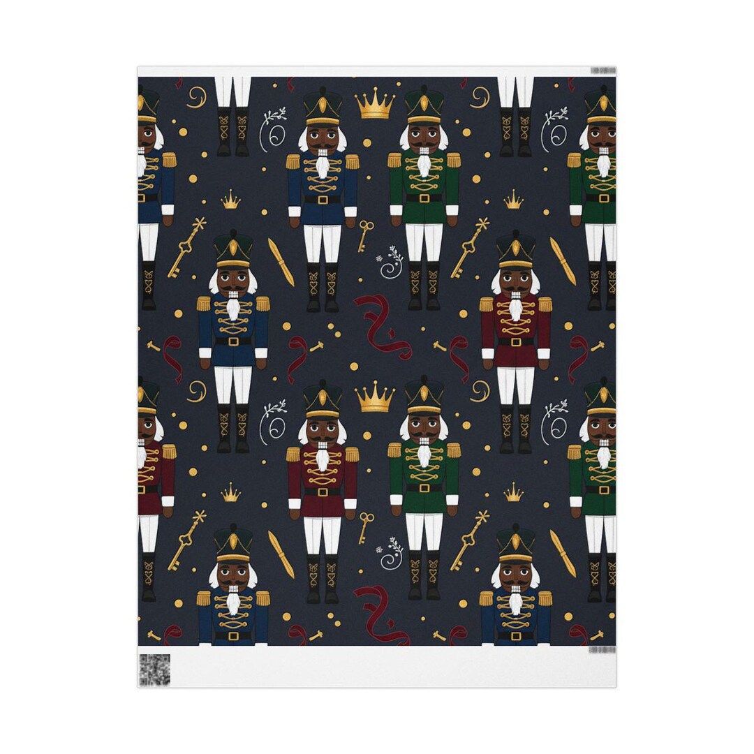 Black Nutcracker Wrapping Paper: Christmas Pattern, Festive Design ...