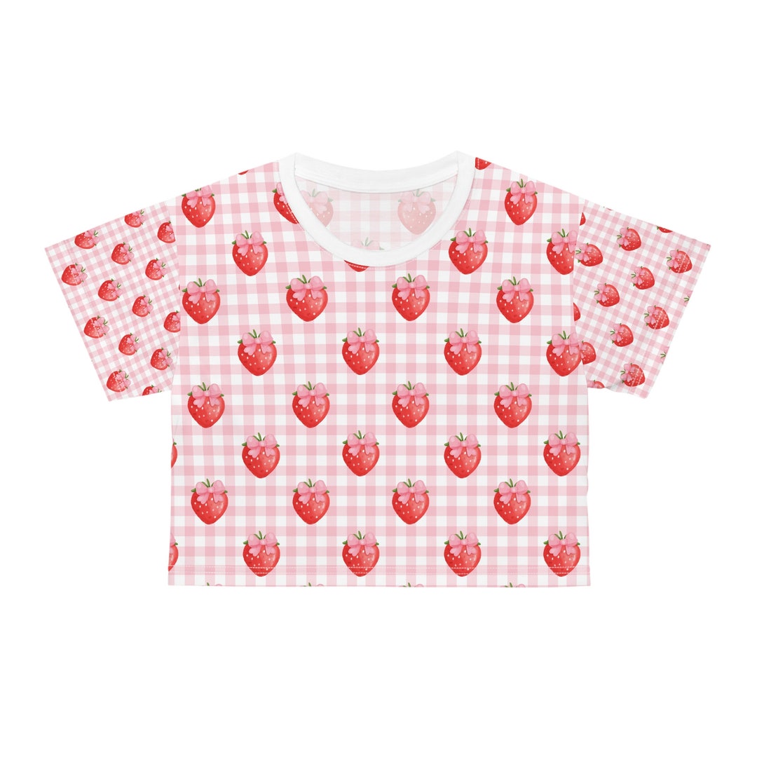 Soft Girl Style Strawberry Crop Top Custom Coquette Shirt Cute Crop Top ...