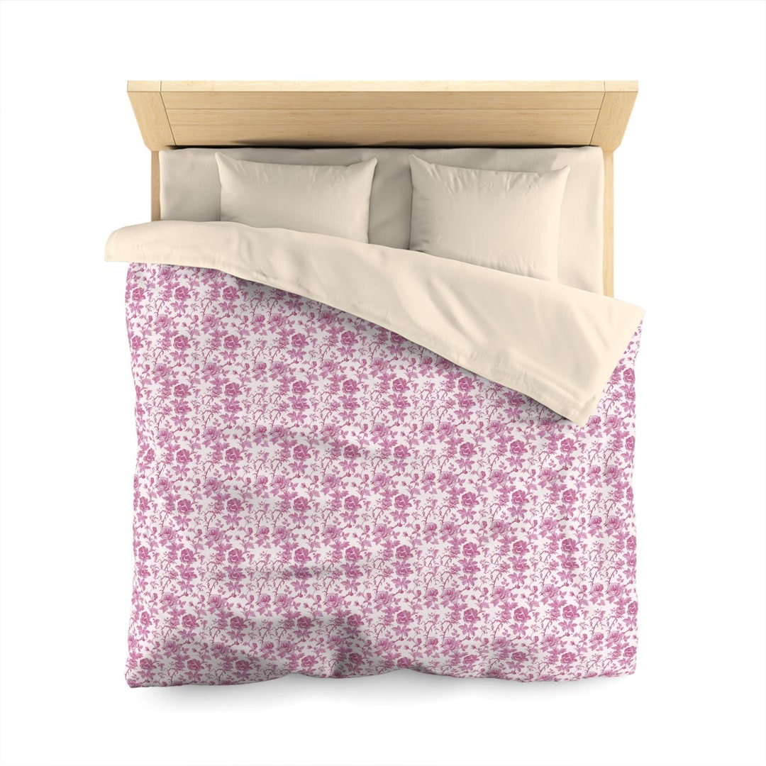 Beautiful Pink Floral Toile Duvet Cover-floral Duvet Cover-toile De ...