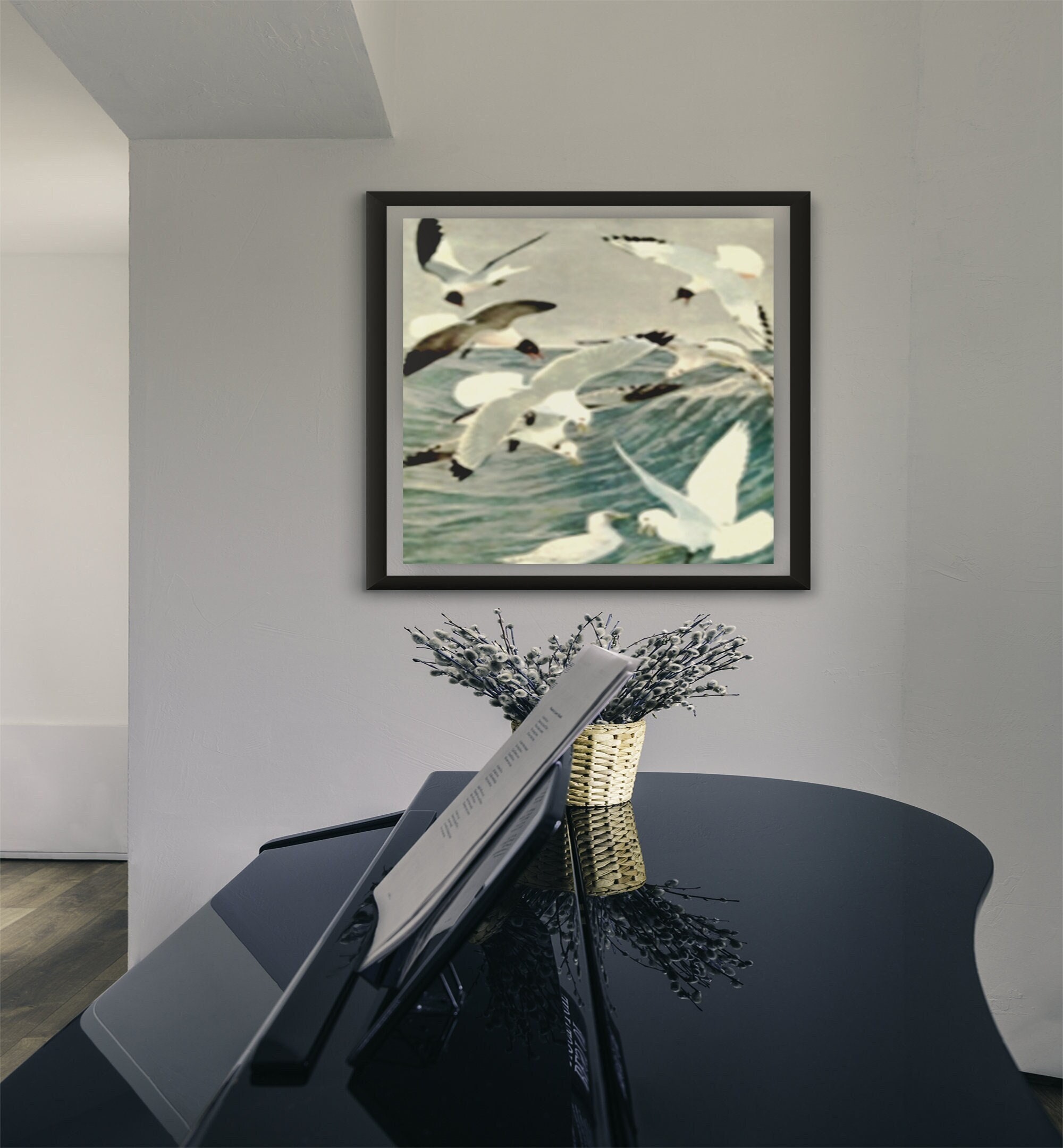 Flock of Seagulls Wall Art Poster, Seagull Wall Art, Retro Audubon ...