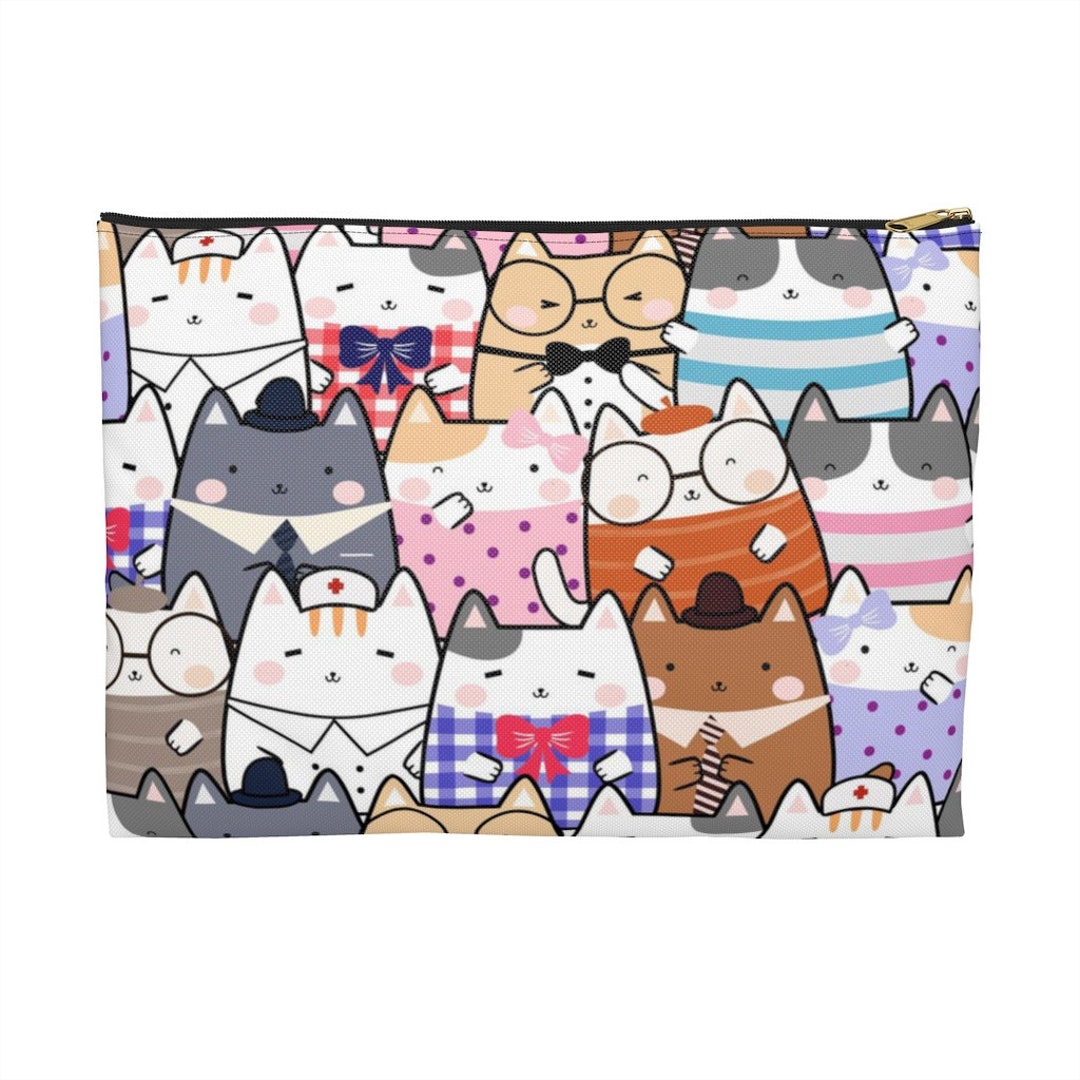 Kawaii Cats Pencil Pouch Cute Pencil Pen Case Small Canvas - Etsy