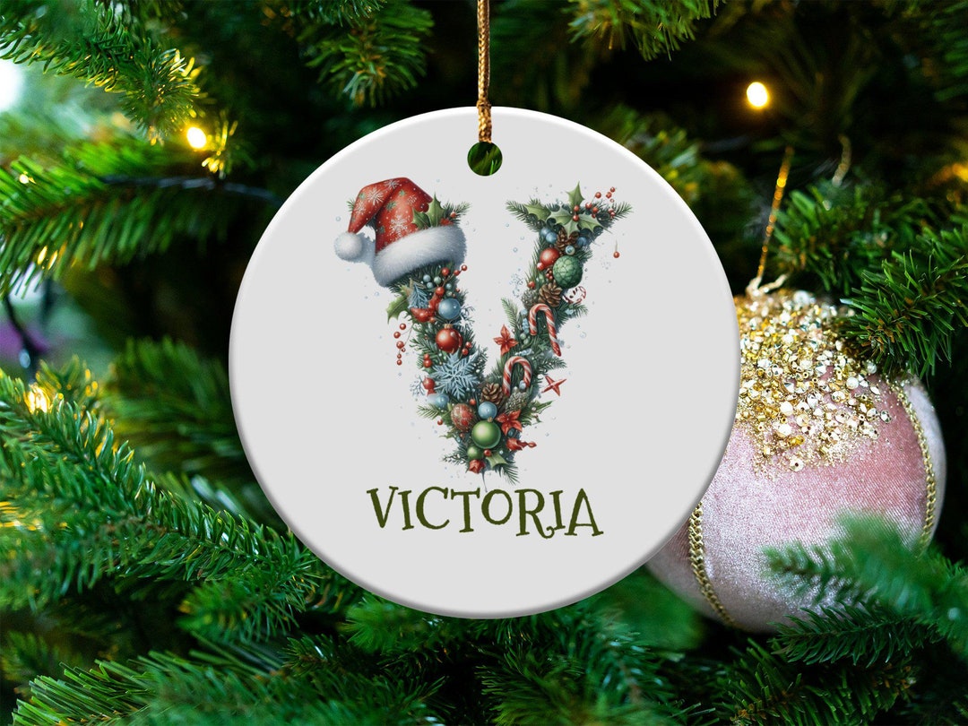 Personalized Letter V Christmas Ornament, Holiday Decor - Etsy