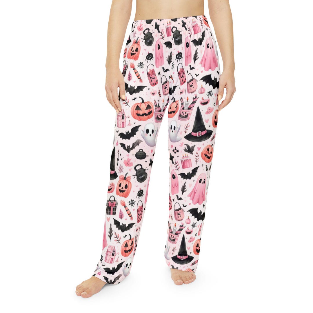 Halloween Ghost Pattern Pajama Pants, Cozy Women's Pajamas, Spooky ...