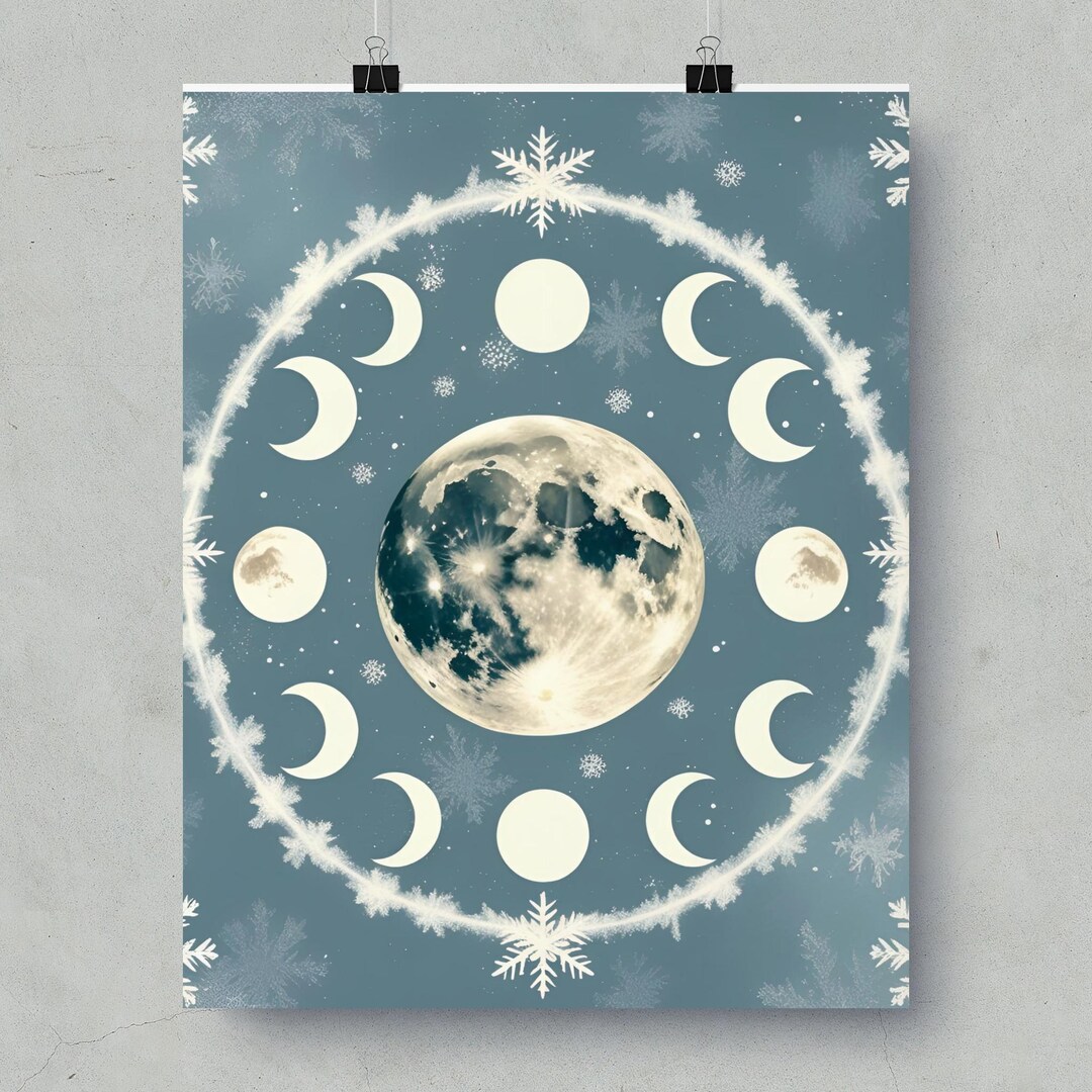 Lunar Phases Poster: Winter Solstice Celestial Mandala Art - Etsy