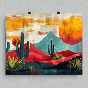 Desert Landscape Posters, Southwestern Art Prints, Cactus Scenery ...